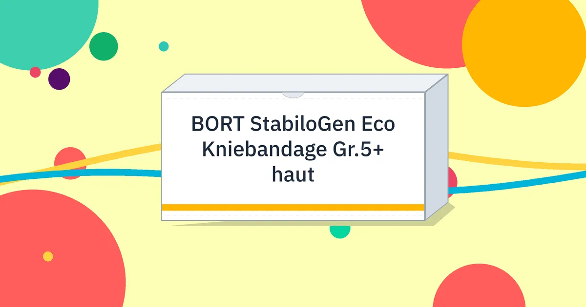 Symbolbild: Packung mit der Aufschrift BORT StabiloGen Eco Kniebandage Gr.5+ haut (PZN 16845337) – Verfügbarkeit und Bezug in Apotheken in Frankfurt am Main