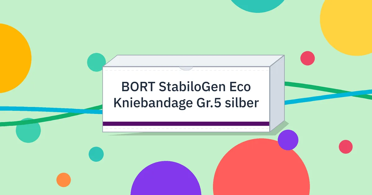 Symbolbild: Packung mit der Aufschrift BORT StabiloGen Eco Kniebandage Gr.5 silber (PZN 16845389) – Verfügbarkeit und Bezug in Apotheken in Frankfurt am Main