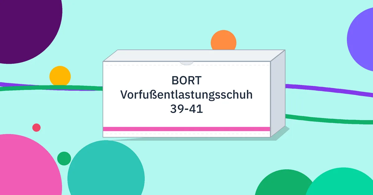 Symbolbild: Packung mit der Aufschrift BORT Vorfußentlastungsschuh 39-41 (PZN 04738369) – Verfügbarkeit und Bezug in Apotheken in Frankfurt am Main