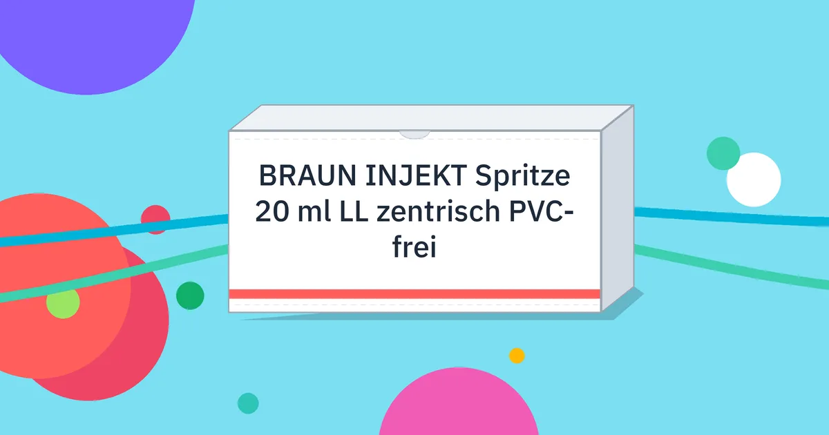 Symbolbild: Packung mit der Aufschrift BRAUN INJEKT Spritze 20 ml LL zentrisch PVC-frei (PZN 18730360) – Verfügbarkeit und Bezug in Apotheken in Frankfurt am Main