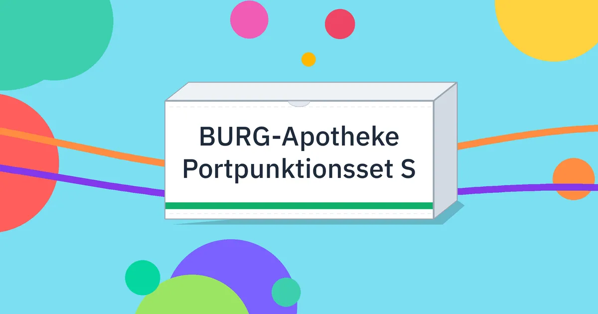 Symbolbild: Packung mit der Aufschrift BURG-Apotheke Portpunktionsset S (PZN 17639976) – Verfügbarkeit und Bezug in Apotheken in Frankfurt am Main