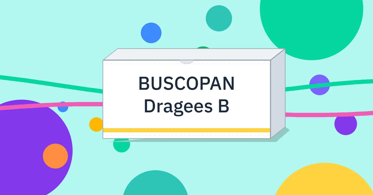 Symbolbild: Packung mit der Aufschrift BUSCOPAN Dragees B (PZN 03203123) – Verfügbarkeit und Bezug in Apotheken in Frankfurt am Main