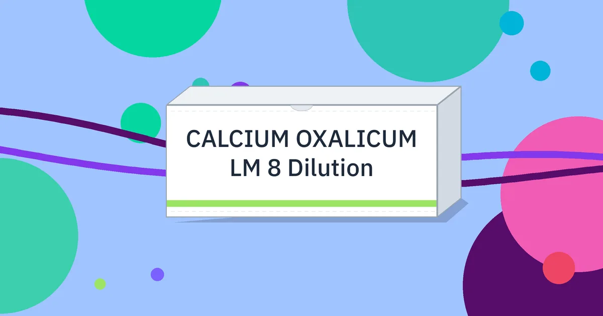 Symbolbild: Packung mit der Aufschrift CALCIUM OXALICUM LM 8 Dilution (PZN 13410171) – Verfügbarkeit und Bezug in Apotheken in Frankfurt am Main