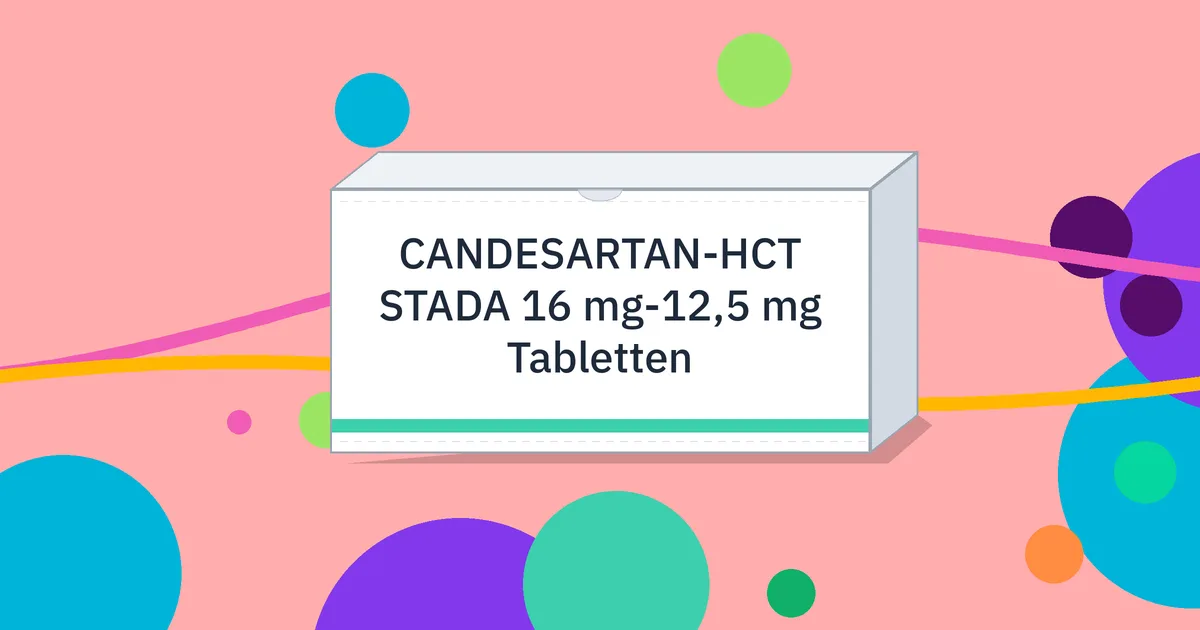 Symbolbild: Packung mit der Aufschrift CANDESARTAN-HCT STADA 16 mg-12,5 mg Tabletten (PZN 09444431) – Verfügbarkeit und Bezug in Apotheken in Frankfurt am Main