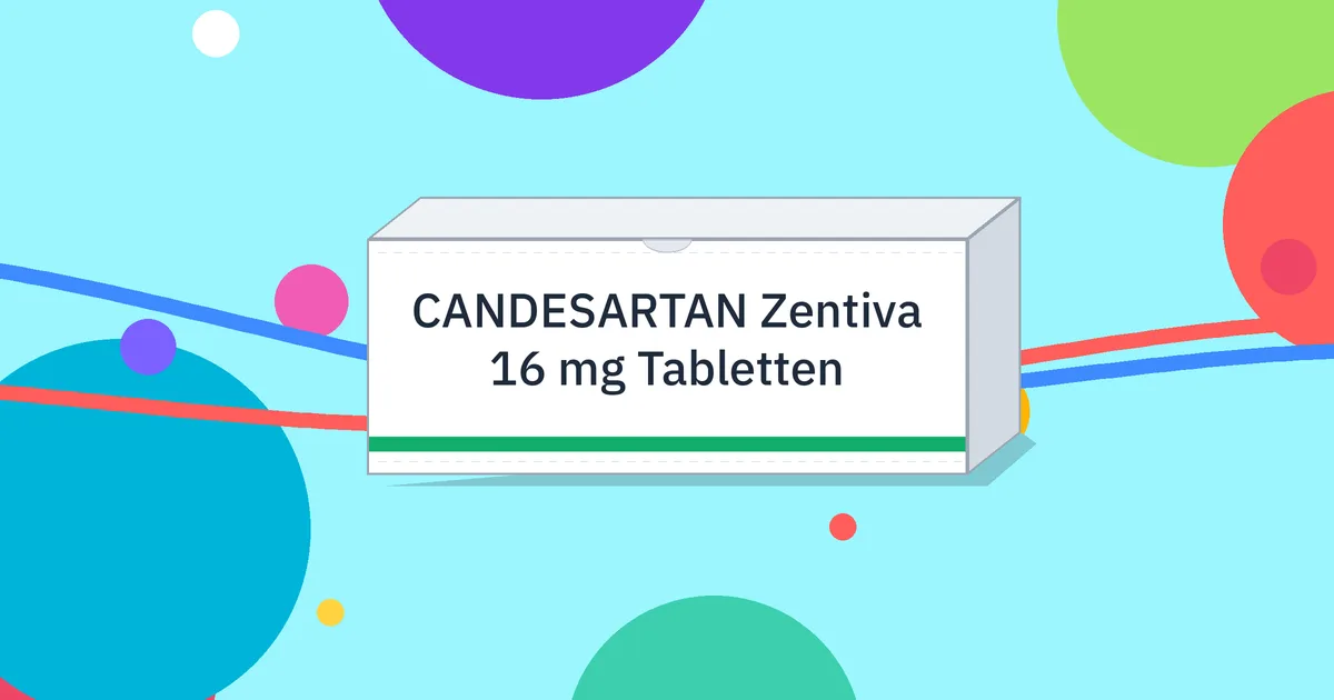 Symbolbild: Packung mit der Aufschrift CANDESARTAN Zentiva 16 mg Tabletten (PZN 09392266) – Verfügbarkeit und Bezug in Apotheken in Frankfurt am Main