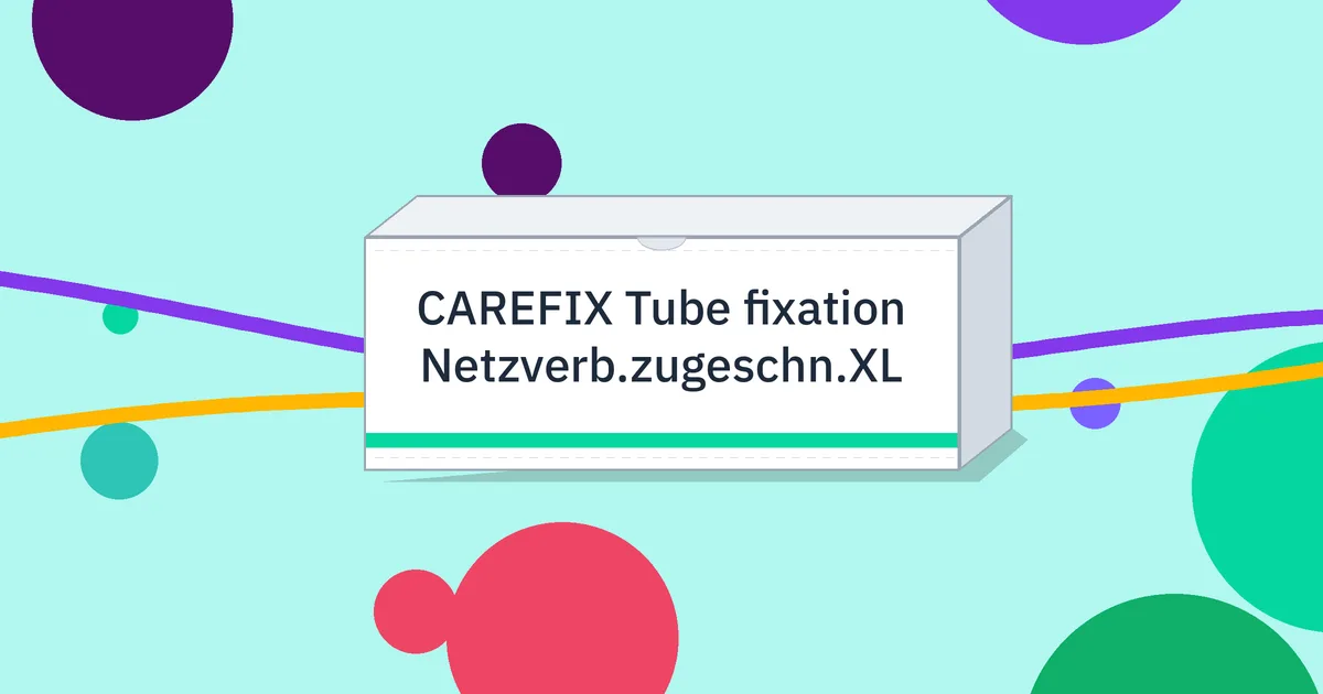 Symbolbild: Packung mit der Aufschrift CAREFIX Tube fixation Netzverb.zugeschn.XL (PZN 11559957) – Verfügbarkeit und Bezug in Apotheken in Frankfurt am Main