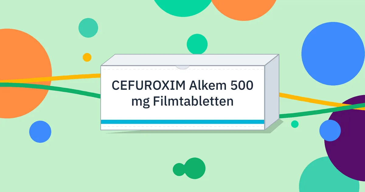 Symbolbild: Packung mit der Aufschrift CEFUROXIM Alkem 500 mg Filmtabletten (PZN 14184742) – Verfügbarkeit und Bezug in Apotheken in Frankfurt am Main