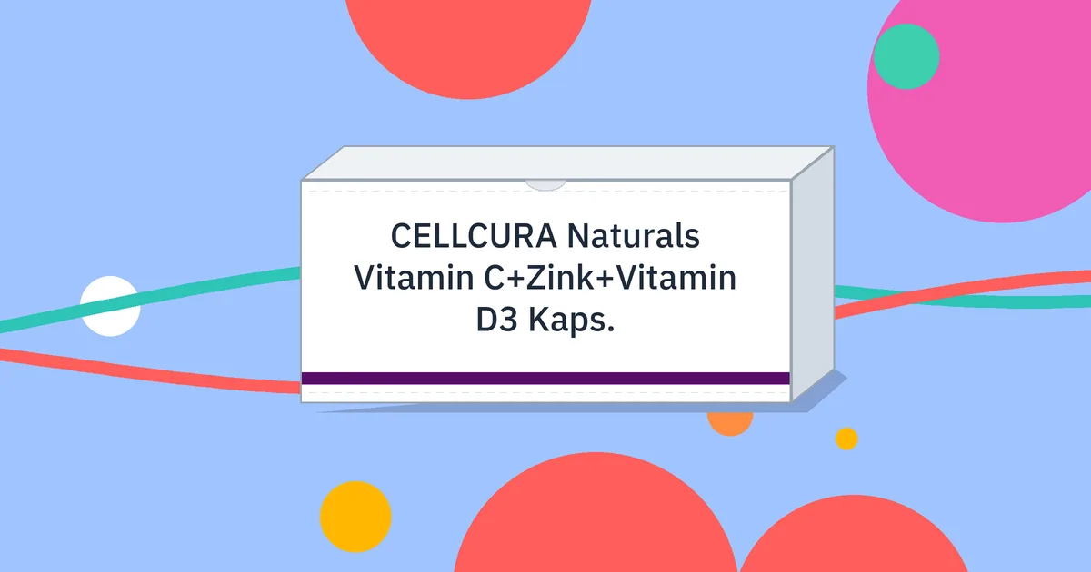 Symbolbild: Packung mit der Aufschrift CELLCURA Naturals Vitamin C+Zink+Vitamin D3 Kaps. (PZN 20545552) – Verfügbarkeit und Bezug in Apotheken in Frankfurt am Main