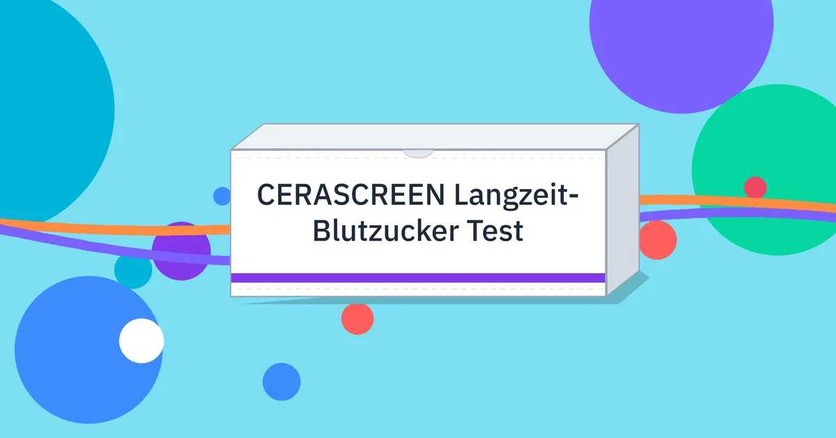 Symbolbild: Packung mit der Aufschrift CERASCREEN Langzeit-Blutzucker Test (PZN 14002675) – Verfügbarkeit und Bezug in Apotheken in Frankfurt am Main