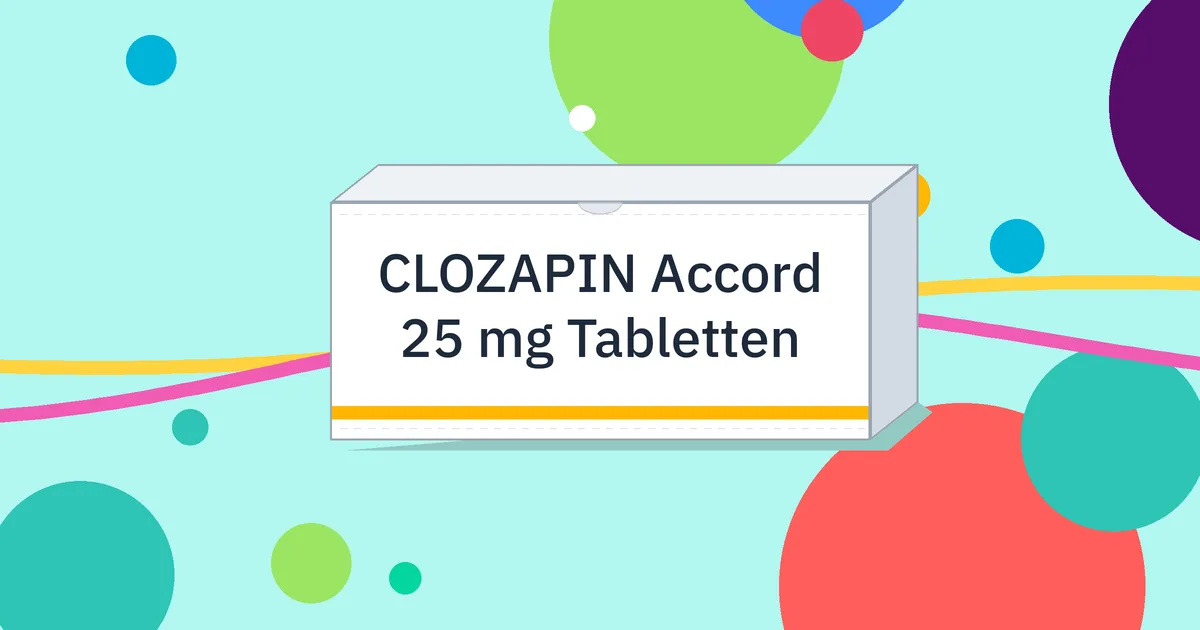Symbolbild: Packung mit der Aufschrift CLOZAPIN Accord 25 mg Tabletten (PZN 19103168) – Verfügbarkeit und Bezug in Apotheken in Frankfurt am Main