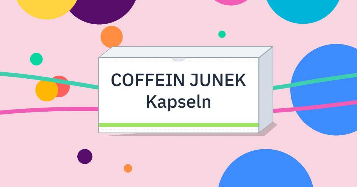 Symbolbild: Packung mit der Aufschrift COFFEIN JUNEK Kapseln (PZN 10052558) – Verfügbarkeit und Bezug in Apotheken in Frankfurt am Main