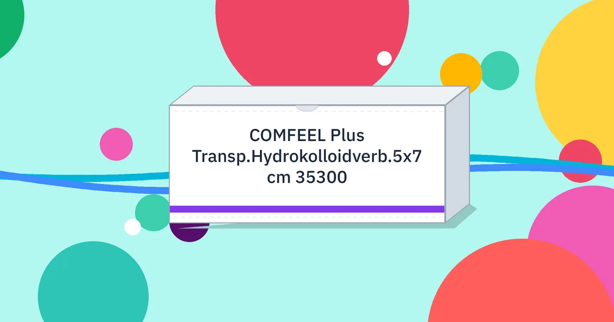 Symbolbild: Packung mit der Aufschrift COMFEEL Plus Transp.Hydrokolloidverb.5x7 cm 35300 (PZN 13820963) – Verfügbarkeit und Bezug in Apotheken in Frankfurt am Main