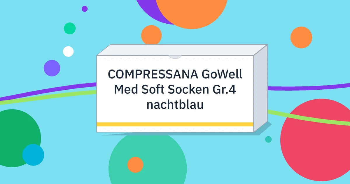 Symbolbild: Packung mit der Aufschrift COMPRESSANA GoWell Med Soft Socken Gr.4 nachtblau (PZN 03413984) – Verfügbarkeit und Bezug in Apotheken in Frankfurt am Main