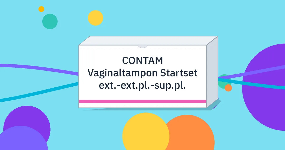 Symbolbild: Packung mit der Aufschrift CONTAM Vaginaltampon Startset ext.-ext.pl.-sup.pl. (PZN 10408966) – Verfügbarkeit und Bezug in Apotheken in Frankfurt am Main
