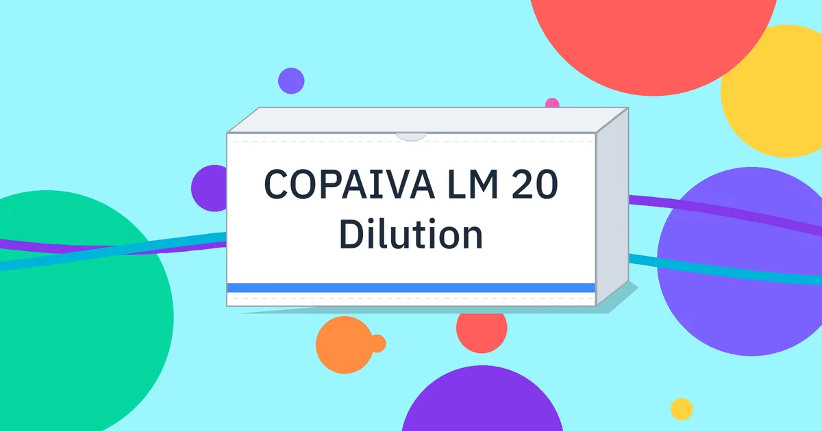Symbolbild: Packung mit der Aufschrift COPAIVA LM 20 Dilution (PZN 13451187) – Verfügbarkeit und Bezug in Apotheken in Frankfurt am Main