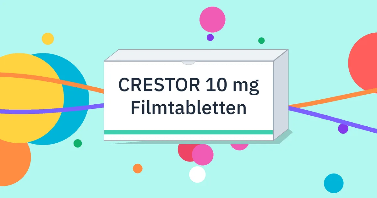 Symbolbild: Packung mit der Aufschrift CRESTOR 10 mg Filmtabletten (PZN 20106982) – Verfügbarkeit und Bezug in Apotheken in Frankfurt am Main