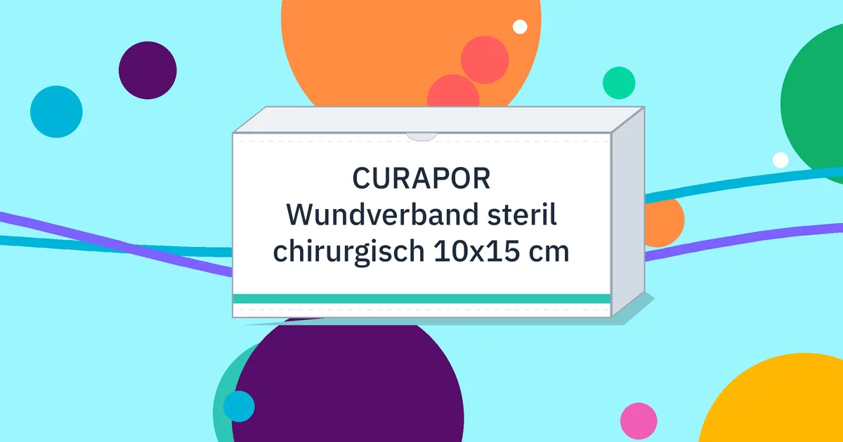 Symbolbild: Packung mit der Aufschrift CURAPOR Wundverband steril chirurgisch 10x15 cm (PZN 18807358) – Verfügbarkeit und Bezug in Apotheken in Frankfurt am Main