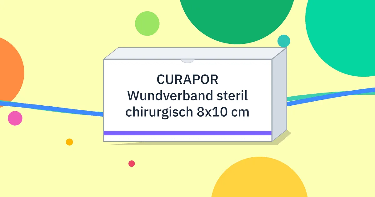 Symbolbild: Packung mit der Aufschrift CURAPOR Wundverband steril chirurgisch 8x10 cm (PZN 19963681) – Verfügbarkeit und Bezug in Apotheken in Frankfurt am Main