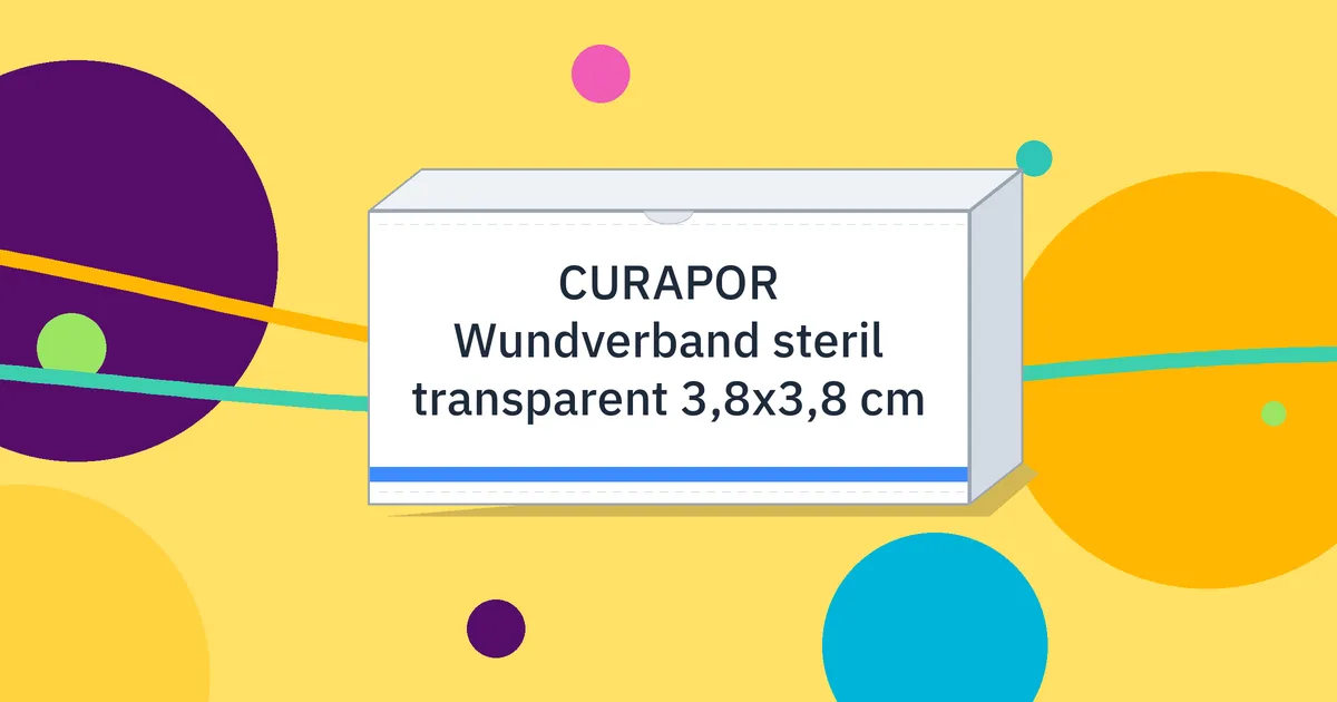 Symbolbild: Packung mit der Aufschrift CURAPOR Wundverband steril transparent 3,8x3,8 cm (PZN 20693608) – Verfügbarkeit und Bezug in Apotheken in Frankfurt am Main