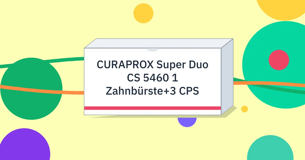 Symbolbild: Packung mit der Aufschrift CURAPROX Super Duo CS 5460 1 Zahnbürste+3 CPS (PZN 11048748) – Verfügbarkeit und Bezug in Apotheken in Frankfurt am Main