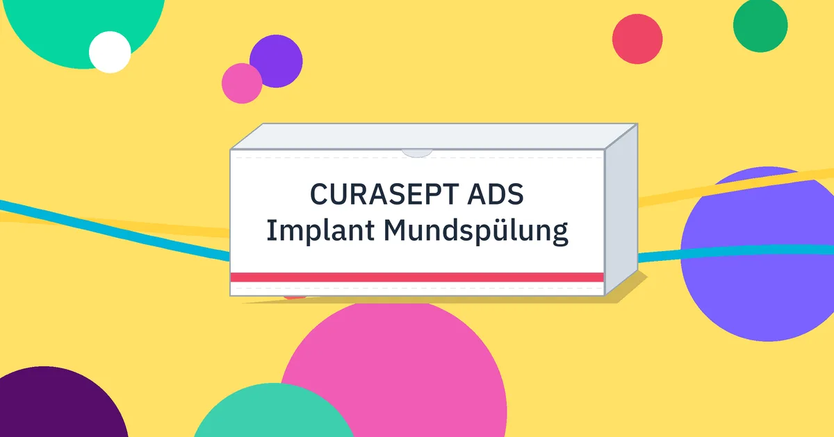 Symbolbild: Packung mit der Aufschrift CURASEPT ADS Implant Mundspülung (PZN 18680053) – Verfügbarkeit und Bezug in Apotheken in Frankfurt am Main