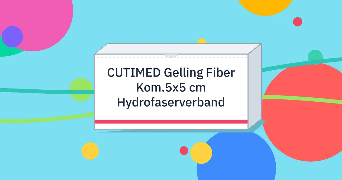 Symbolbild: Packung mit der Aufschrift CUTIMED Gelling Fiber Kom.5x5 cm Hydrofaserverband (PZN 18473006) – Verfügbarkeit und Bezug in Apotheken in Frankfurt am Main