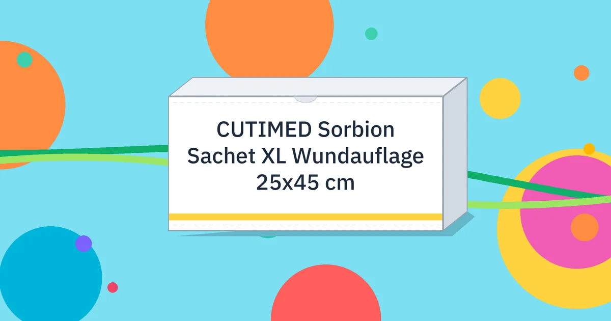 Symbolbild: Packung mit der Aufschrift CUTIMED Sorbion Sachet XL Wundauflage 25x45 cm (PZN 17897388) – Verfügbarkeit und Bezug in Apotheken in Frankfurt am Main