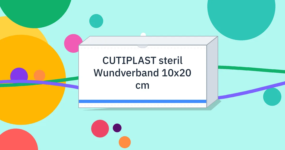 Symbolbild: Packung mit der Aufschrift CUTIPLAST steril Wundverband 10x20 cm (PZN 11563628) – Verfügbarkeit und Bezug in Apotheken in Frankfurt am Main