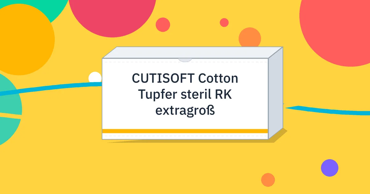 Symbolbild: Packung mit der Aufschrift CUTISOFT Cotton Tupfer steril RK extragroß (PZN 03285144) – Verfügbarkeit und Bezug in Apotheken in Frankfurt am Main