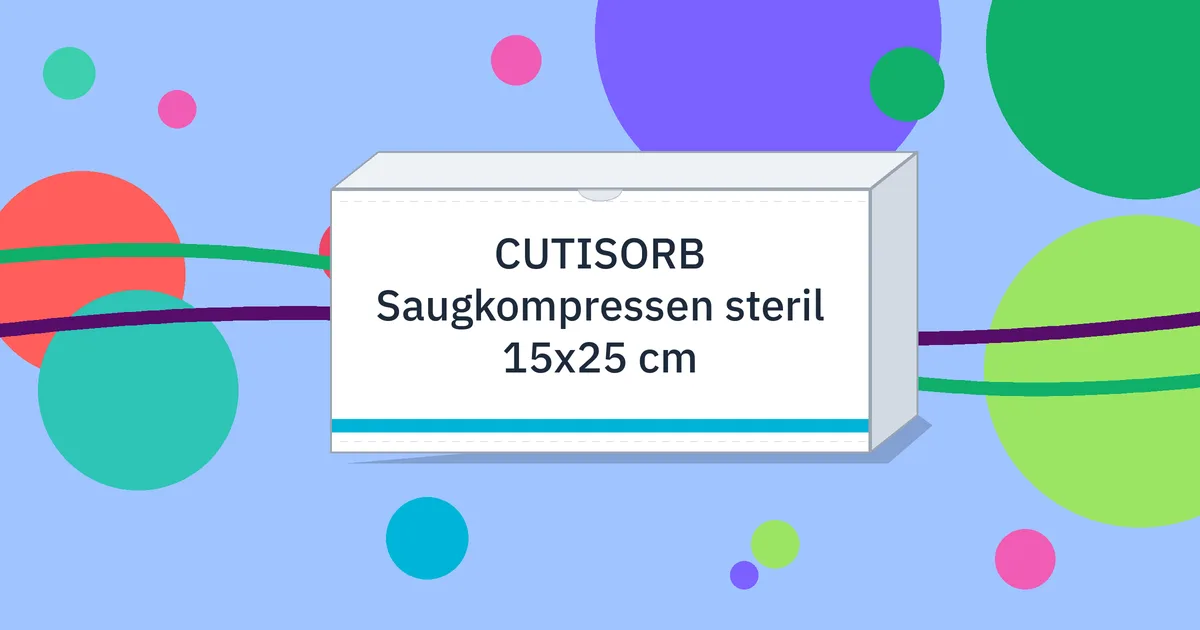Symbolbild: Packung mit der Aufschrift CUTISORB Saugkompressen steril 15x25 cm (PZN 10556052) – Verfügbarkeit und Bezug in Apotheken in Frankfurt am Main