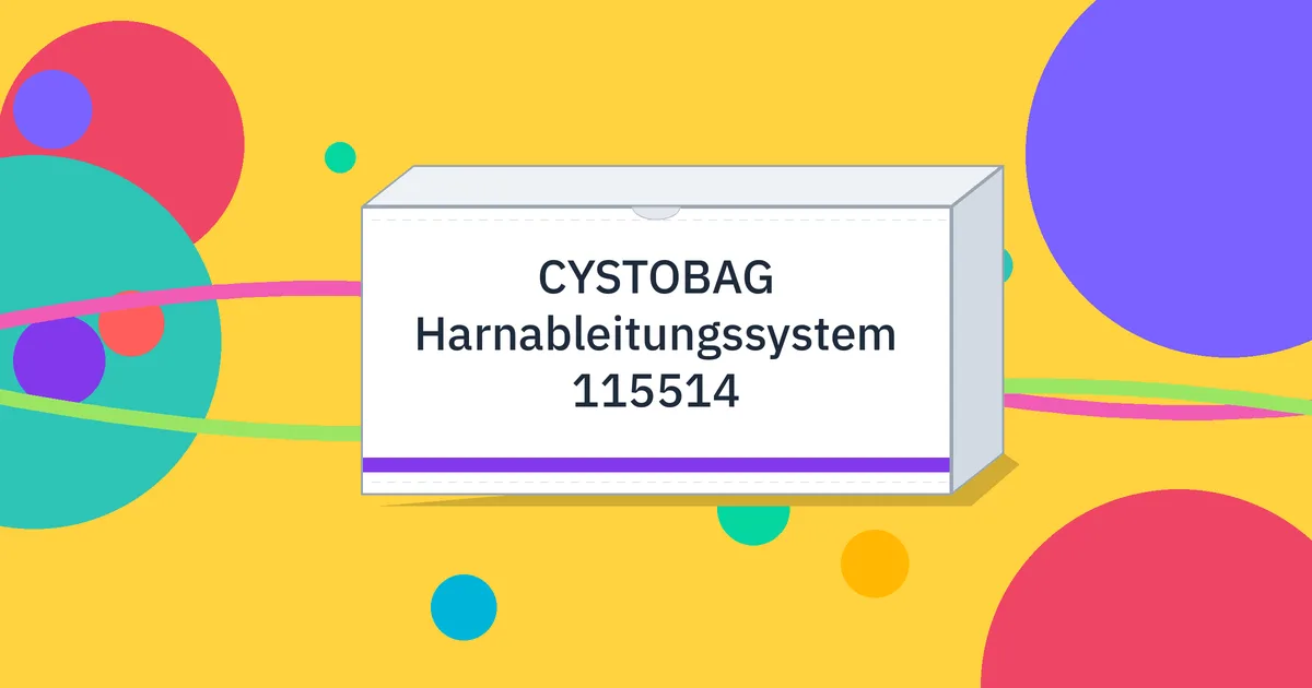 Symbolbild: Packung mit der Aufschrift CYSTOBAG Harnableitungssystem 115514 (PZN 05700541) – Verfügbarkeit und Bezug in Apotheken in Frankfurt am Main