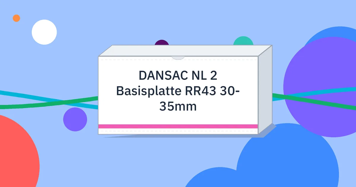 Symbolbild: Packung mit der Aufschrift DANSAC NL 2 Basisplatte RR43 30-35mm (PZN 06559352) – Verfügbarkeit und Bezug in Apotheken in Frankfurt am Main