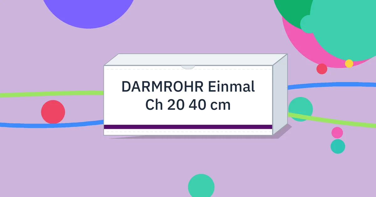 Symbolbild: Packung mit der Aufschrift DARMROHR Einmal Ch 20 40 cm (PZN 10082938) – Verfügbarkeit und Bezug in Apotheken in Frankfurt am Main