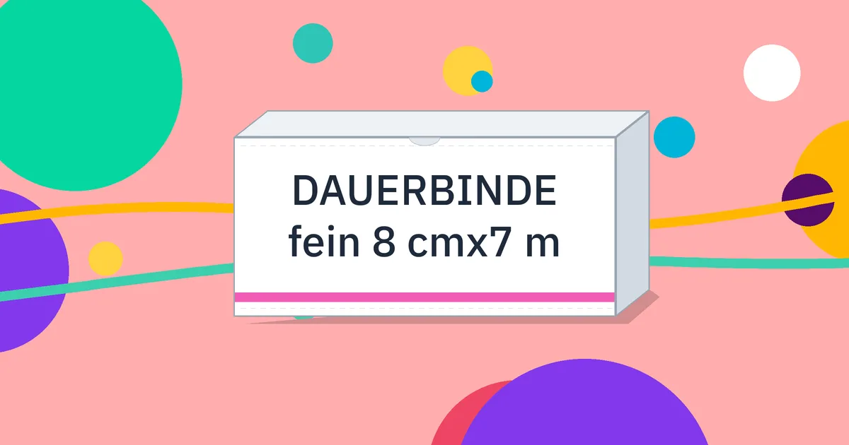 Symbolbild: Packung mit der Aufschrift DAUERBINDE fein 8 cmx7 m (PZN 11382312) – Verfügbarkeit und Bezug in Apotheken in Frankfurt am Main