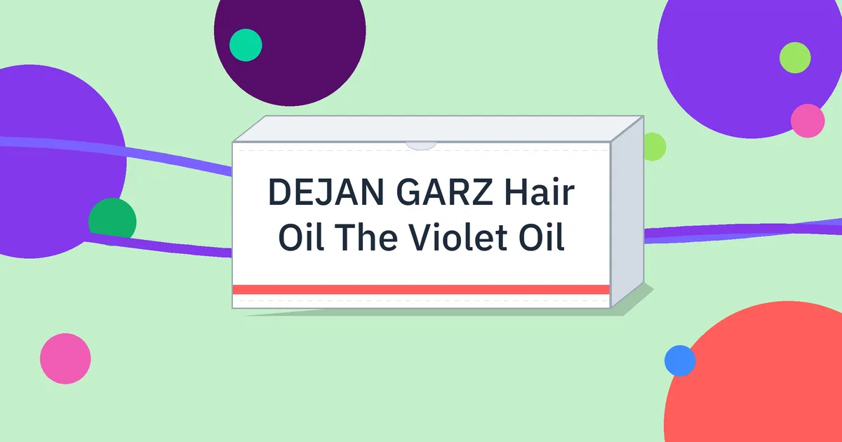 Symbolbild: Packung mit der Aufschrift DEJAN GARZ Hair Oil The Violet Oil (PZN 20652101) – Verfügbarkeit und Bezug in Apotheken in Frankfurt am Main