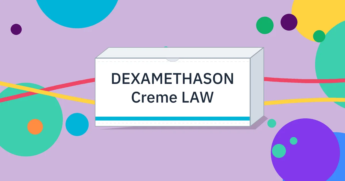 Symbolbild: Packung mit der Aufschrift DEXAMETHASON Creme LAW (PZN 04909316) – Verfügbarkeit und Bezug in Apotheken in Frankfurt am Main