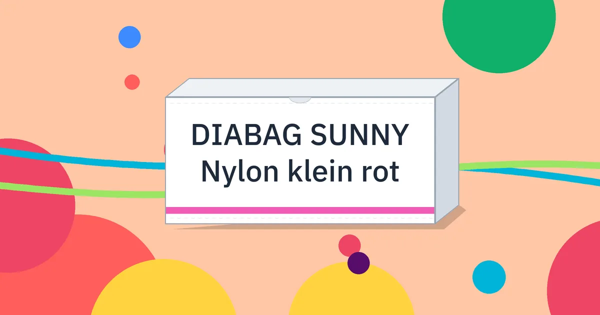 Symbolbild: Packung mit der Aufschrift DIABAG SUNNY Nylon klein rot (PZN 12408930) – Verfügbarkeit und Bezug in Apotheken in Frankfurt am Main