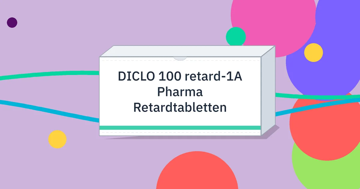 Symbolbild: Packung mit der Aufschrift DICLO 100 retard-1A Pharma Retardtabletten (PZN 08533701) – Verfügbarkeit und Bezug in Apotheken in Frankfurt am Main