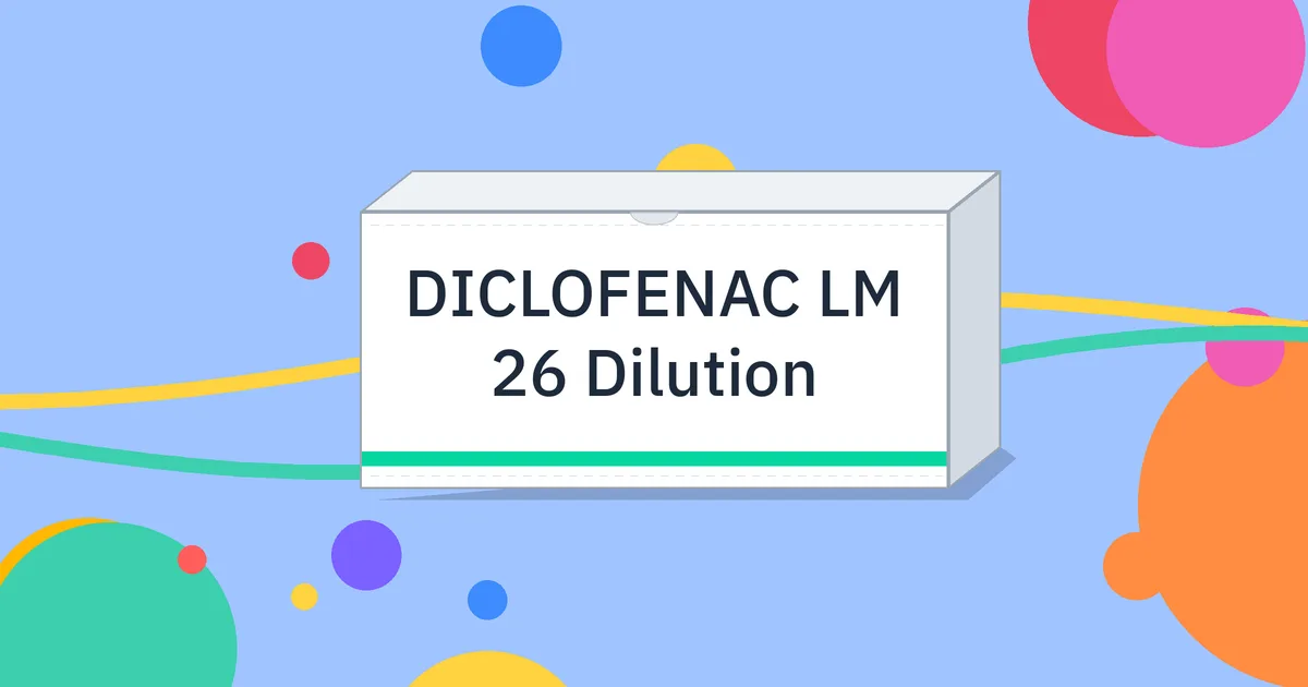 Symbolbild: Packung mit der Aufschrift DICLOFENAC LM 26 Dilution (PZN 12841466) – Verfügbarkeit und Bezug in Apotheken in Frankfurt am Main