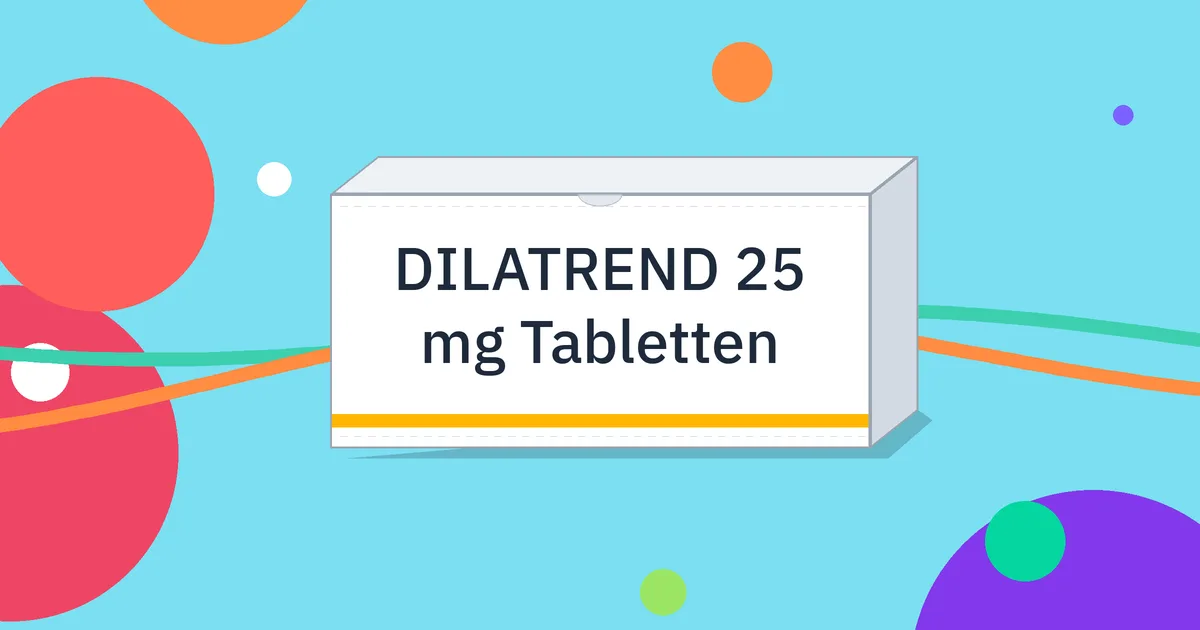 Symbolbild: Packung mit der Aufschrift DILATREND 25 mg Tabletten (PZN 13725325) – Verfügbarkeit und Bezug in Apotheken in Frankfurt am Main