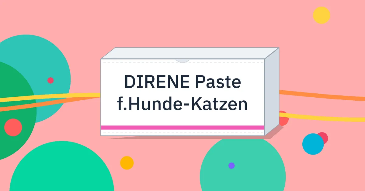 Symbolbild: Packung mit der Aufschrift DIRENE Paste f.Hunde-Katzen (PZN 17441429) – Verfügbarkeit und Bezug in Apotheken in Frankfurt am Main