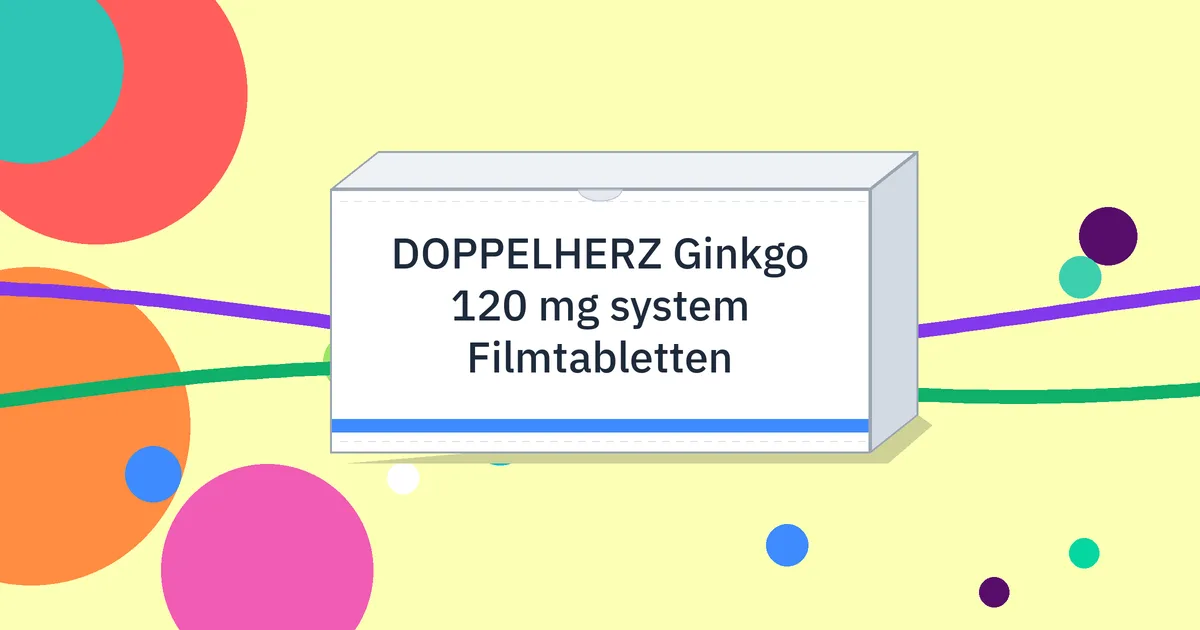 Symbolbild: Packung mit der Aufschrift DOPPELHERZ Ginkgo 120 mg system Filmtabletten (PZN 10963231) – Verfügbarkeit und Bezug in Apotheken in Frankfurt am Main