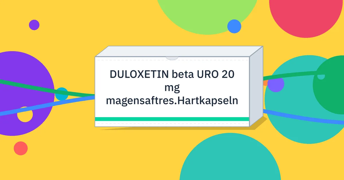Symbolbild: Packung mit der Aufschrift DULOXETIN beta URO 20 mg magensaftres.Hartkapseln (PZN 07587043) – Verfügbarkeit und Bezug in Apotheken in Frankfurt am Main