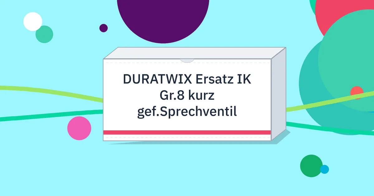 Symbolbild: Packung mit der Aufschrift DURATWIX Ersatz IK Gr.8 kurz gef.Sprechventil (PZN 06985646) – Verfügbarkeit und Bezug in Apotheken in Frankfurt am Main