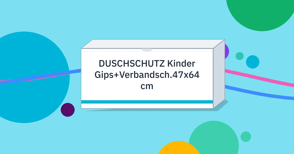 Symbolbild: Packung mit der Aufschrift DUSCHSCHUTZ Kinder Gips+Verbandsch.47x64 cm (PZN 11147686) – Verfügbarkeit und Bezug in Apotheken in Frankfurt am Main