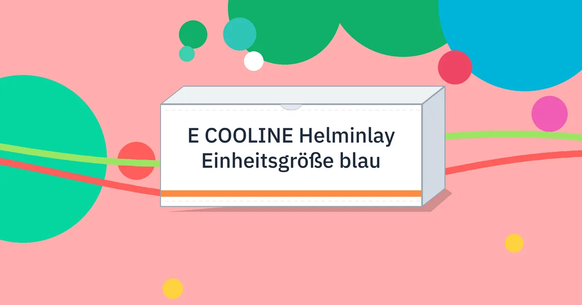 Symbolbild: Packung mit der Aufschrift E COOLINE Helminlay Einheitsgröße blau (PZN 06468224) – Verfügbarkeit und Bezug in Apotheken in Frankfurt am Main