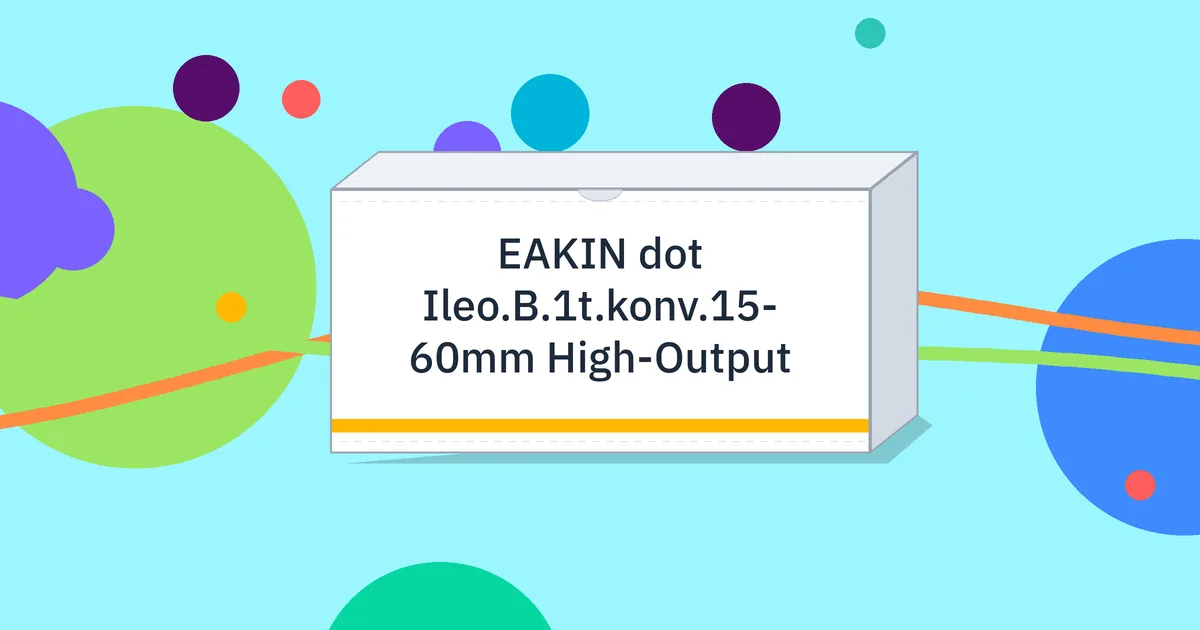 Symbolbild: Packung mit der Aufschrift EAKIN dot Ileo.B.1t.konv.15-60mm High-Output (PZN 19985406) – Verfügbarkeit und Bezug in Apotheken in Frankfurt am Main