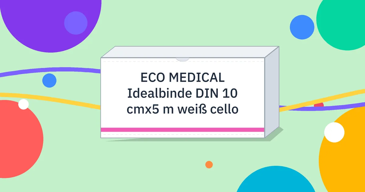 Symbolbild: Packung mit der Aufschrift ECO MEDICAL Idealbinde DIN 10 cmx5 m weiß cello (PZN 00746248) – Verfügbarkeit und Bezug in Apotheken in Frankfurt am Main
