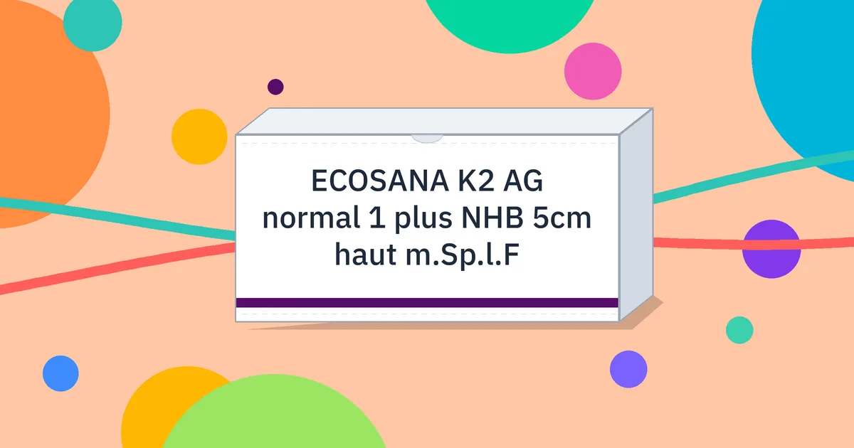 Symbolbild: Packung mit der Aufschrift ECOSANA K2 AG normal 1 plus NHB 5cm haut m.Sp.l.F (PZN 10957147) – Verfügbarkeit und Bezug in Apotheken in Frankfurt am Main