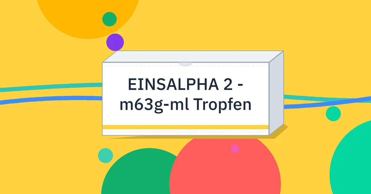 Symbolbild: Packung mit der Aufschrift EINSALPHA 2 -m63g-ml Tropfen (PZN 16331503) – Verfügbarkeit und Bezug in Apotheken in Frankfurt am Main